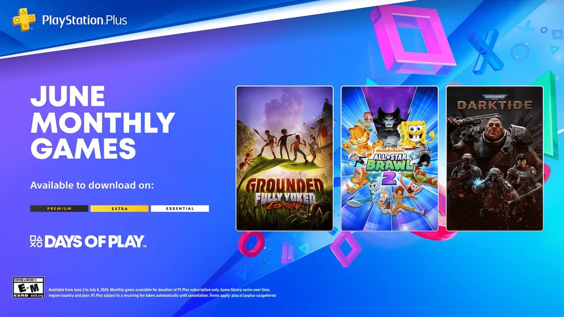 PlayStation Plus June 2026 Monthly Games - Grounded, Darktide, and ...